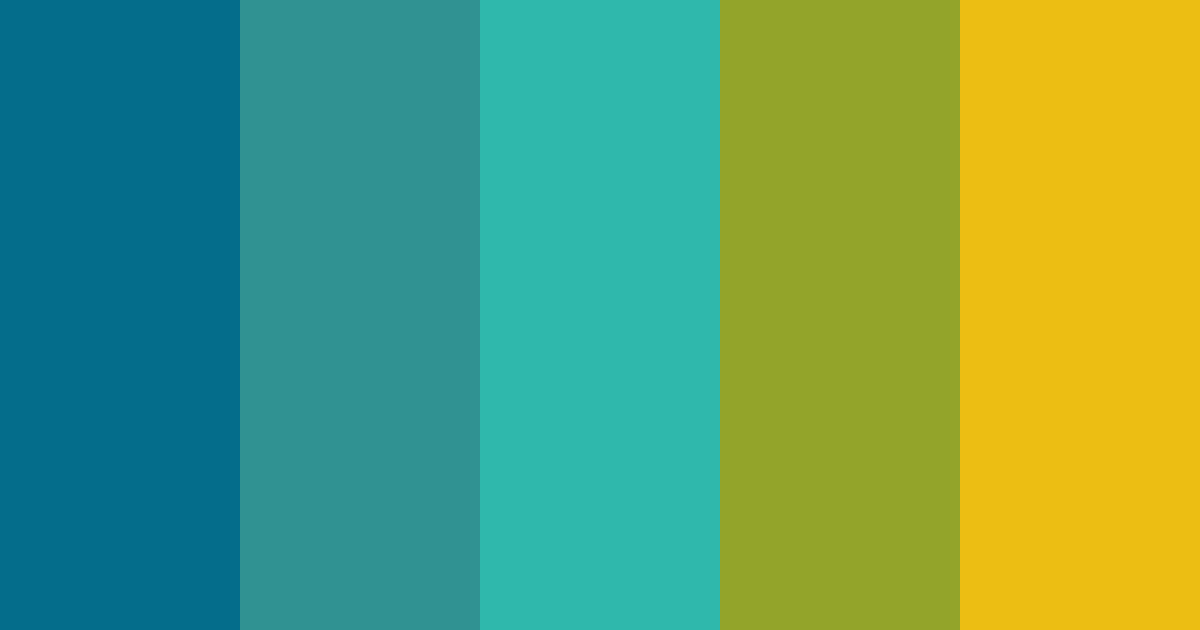 Color Palette: #046D8B, #309292, #2FB8AC, #93A42A, #ECBE13 – Colorway