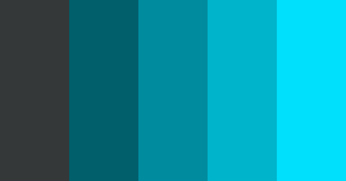 Color Palette: #343838, #005F6B, #008C9E, #00B4CC, #00DFFC – Colorway