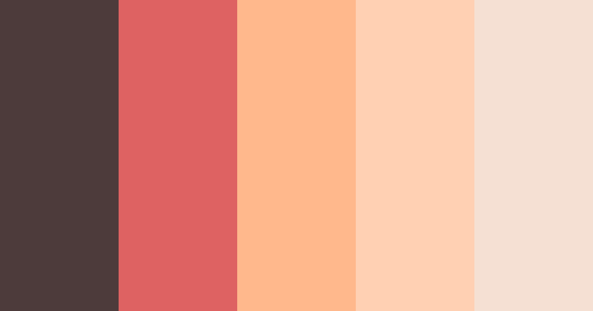 Color Palette: #4D3B3B, #DE6262, #FFB88C, #FFD0B3, #F5E0D3 – Colorway