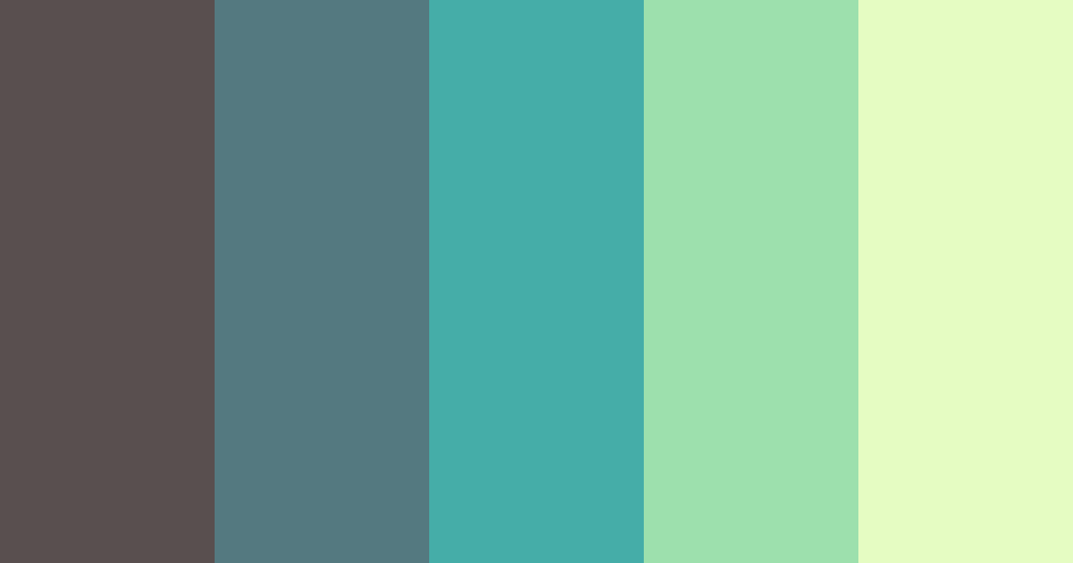 Color Palette: #594F4F, #547980, #45ADA8, #9DE0AD, #E5FCC2 – Colorway