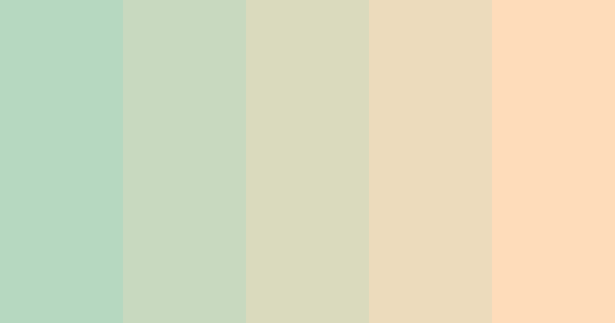 Color Palette: #B6D8C0, #C8D9BF, #DADABD, #ECDBBC, #FEDCBA – Colorway