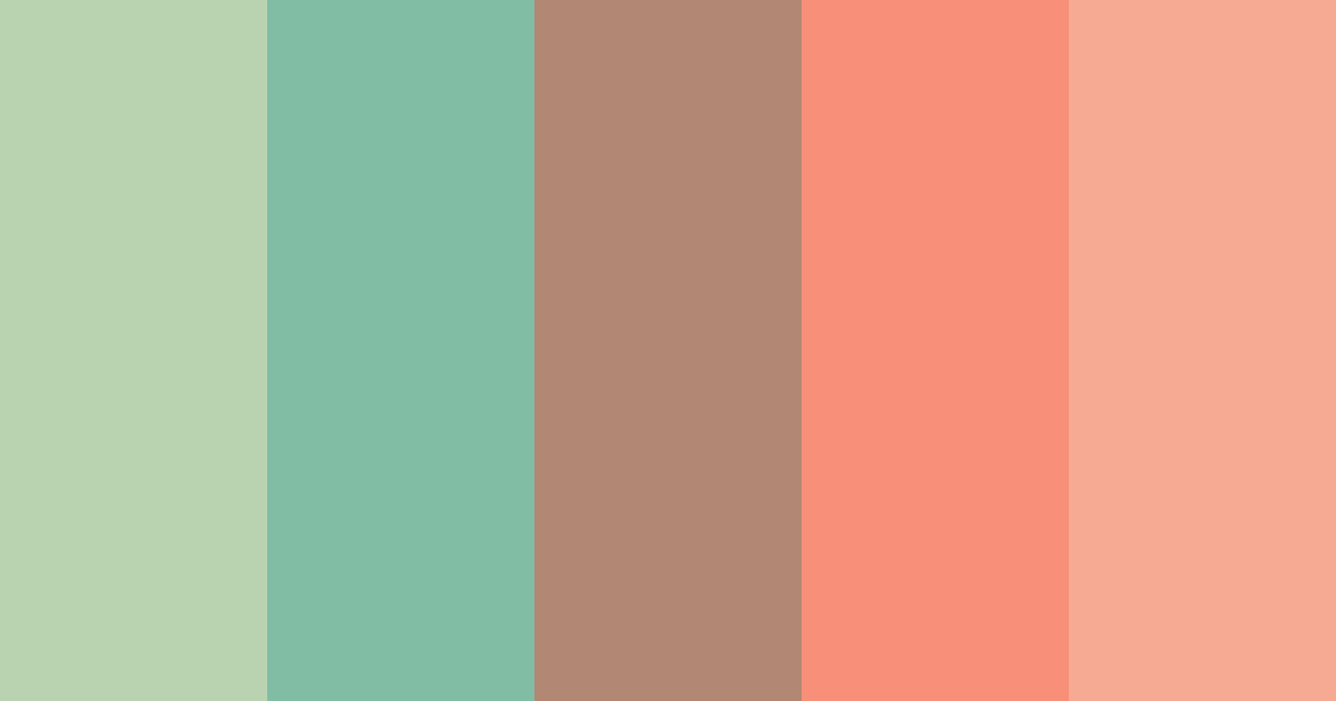 Color Palette: #B9D3B0, #81BDA4, #B28774, #F88F79, #F6AA93 – Colorway