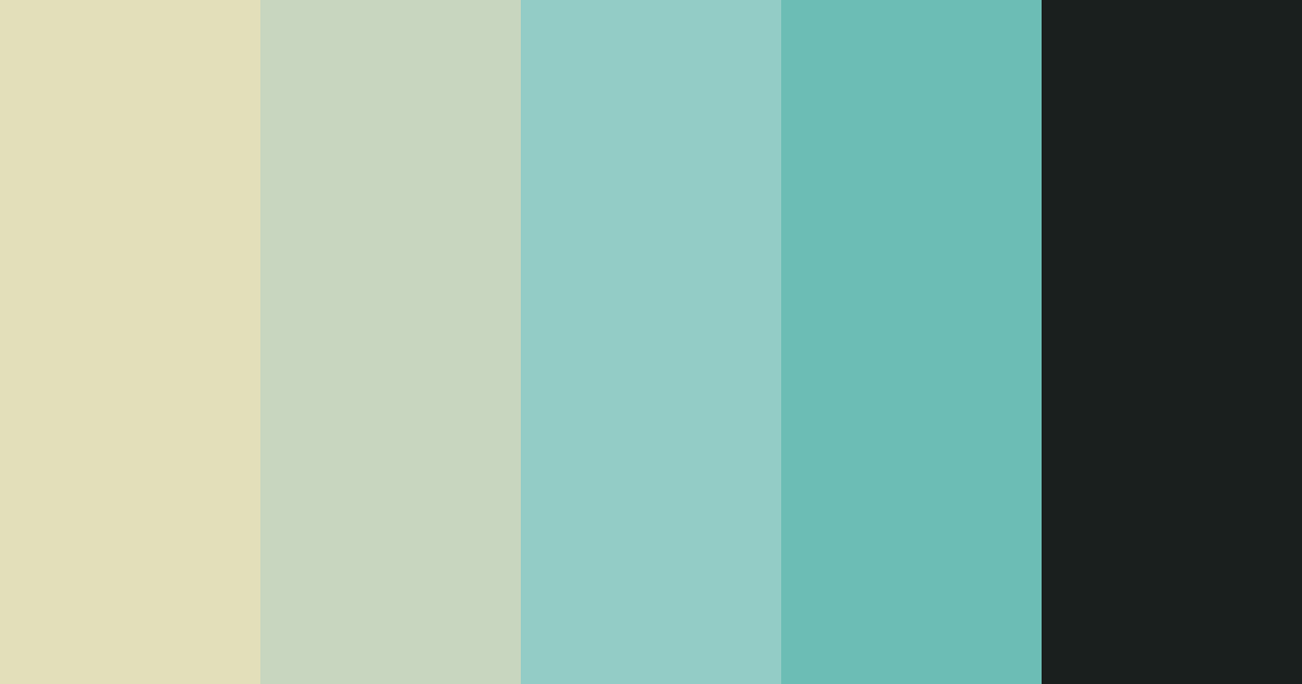 Color Palette: #E3DFBA, #C8D6BF, #93CCC6, #6CBDB5, #1A1F1E – Colorway