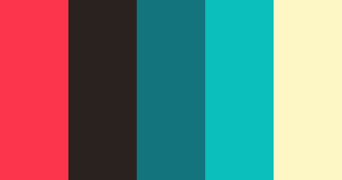 Color Palette: #FC354C, #29221F, #13747D, #0ABFBC, #FCF7C5 – Colorway